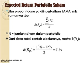 Risiko dan return investasi | PPT