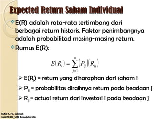 Risiko dan return investasi | PPT