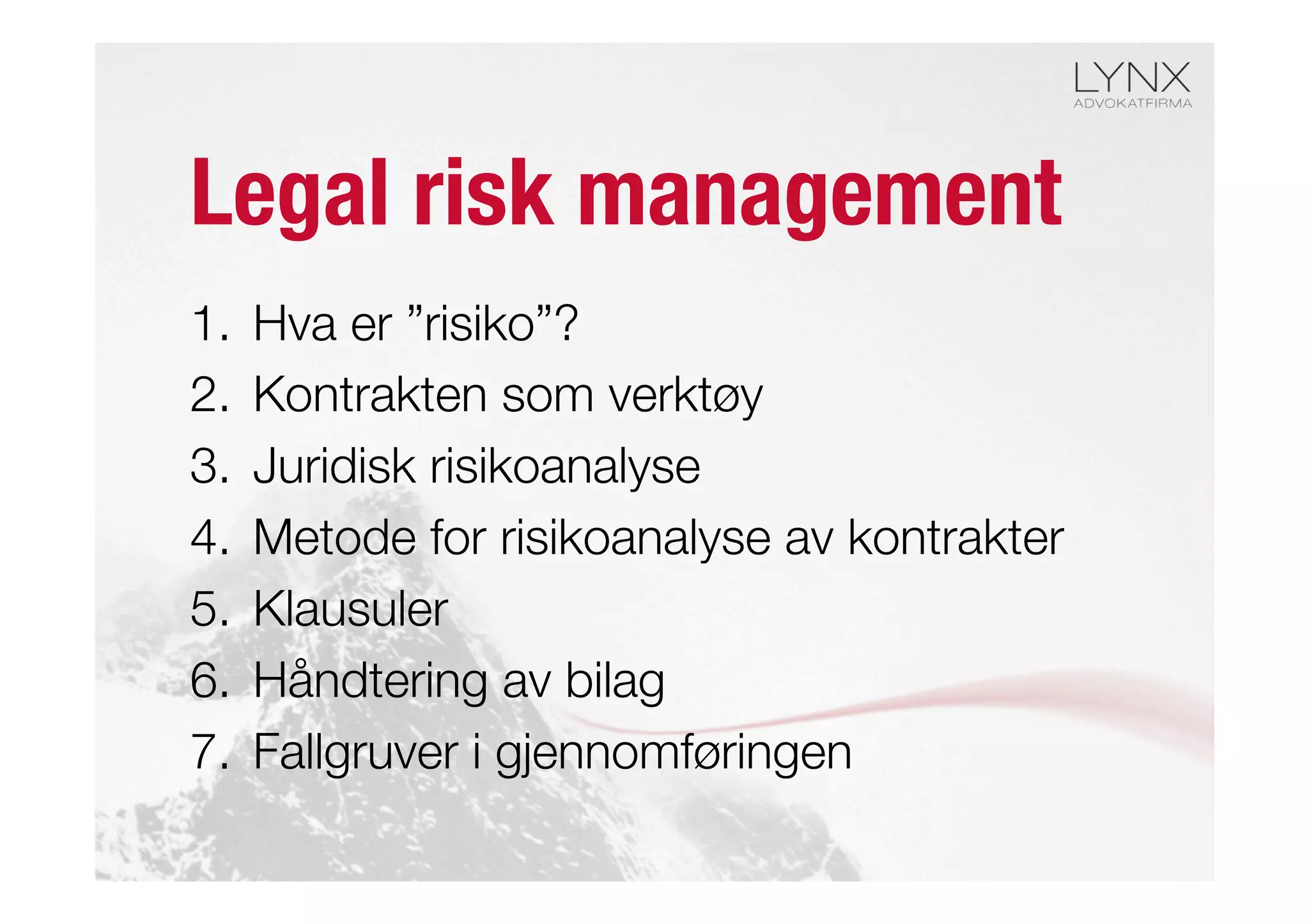 Risikostyring av kontrakter | PDF