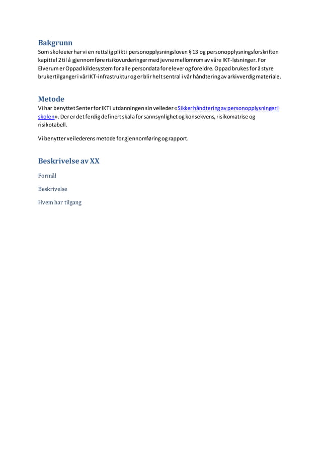 Risikovurdering mal | DOCX