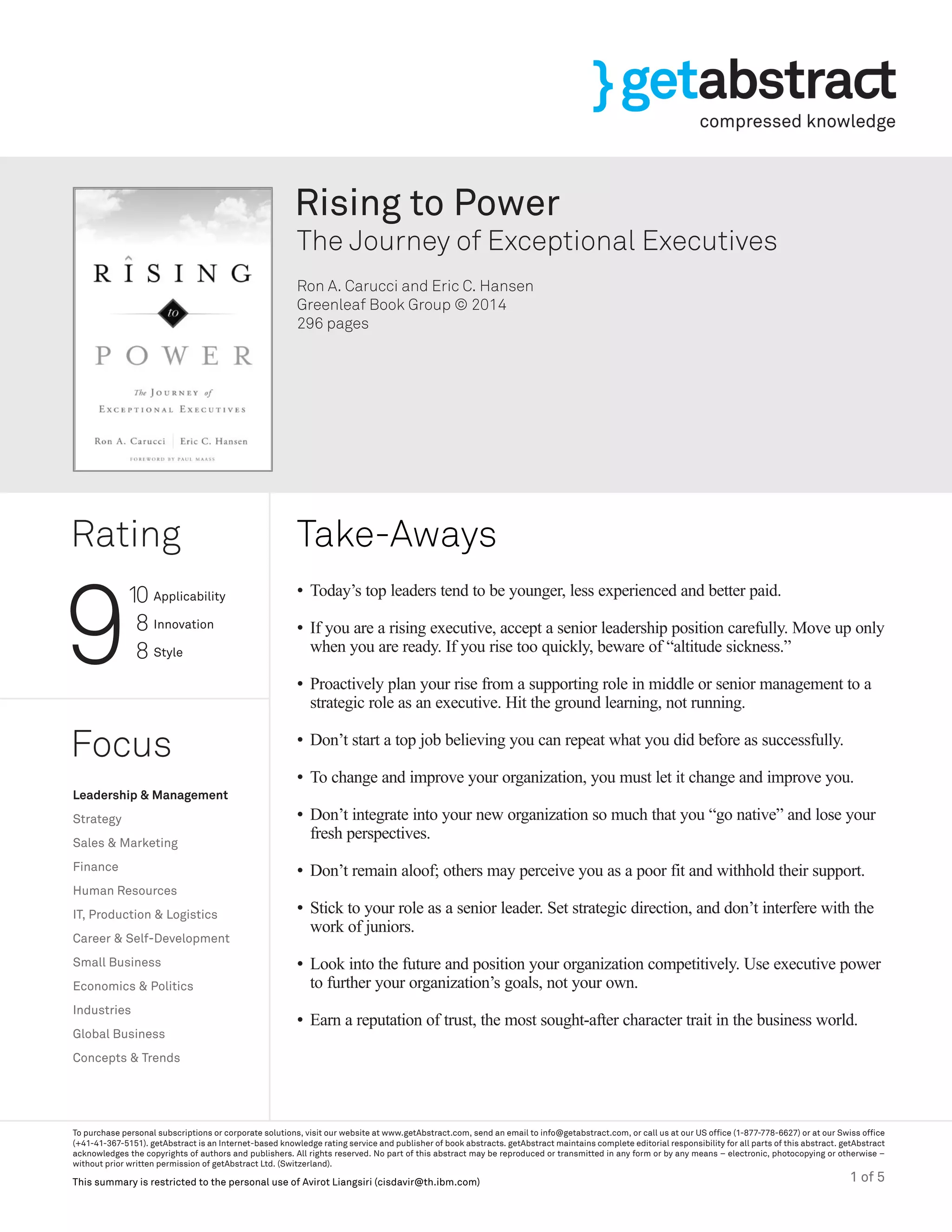 Rising to Power of Exceptional Executives | PDF