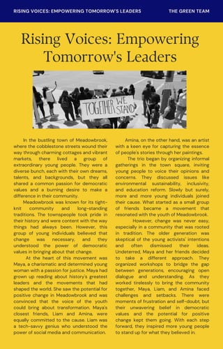 Rising voices by a Green team.pdf | Civic affairs | Politics