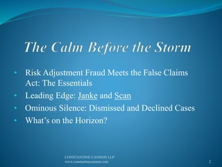 The Calm Before the Storm: Enforcement Trends in Risk Adjustment: DOJ ...