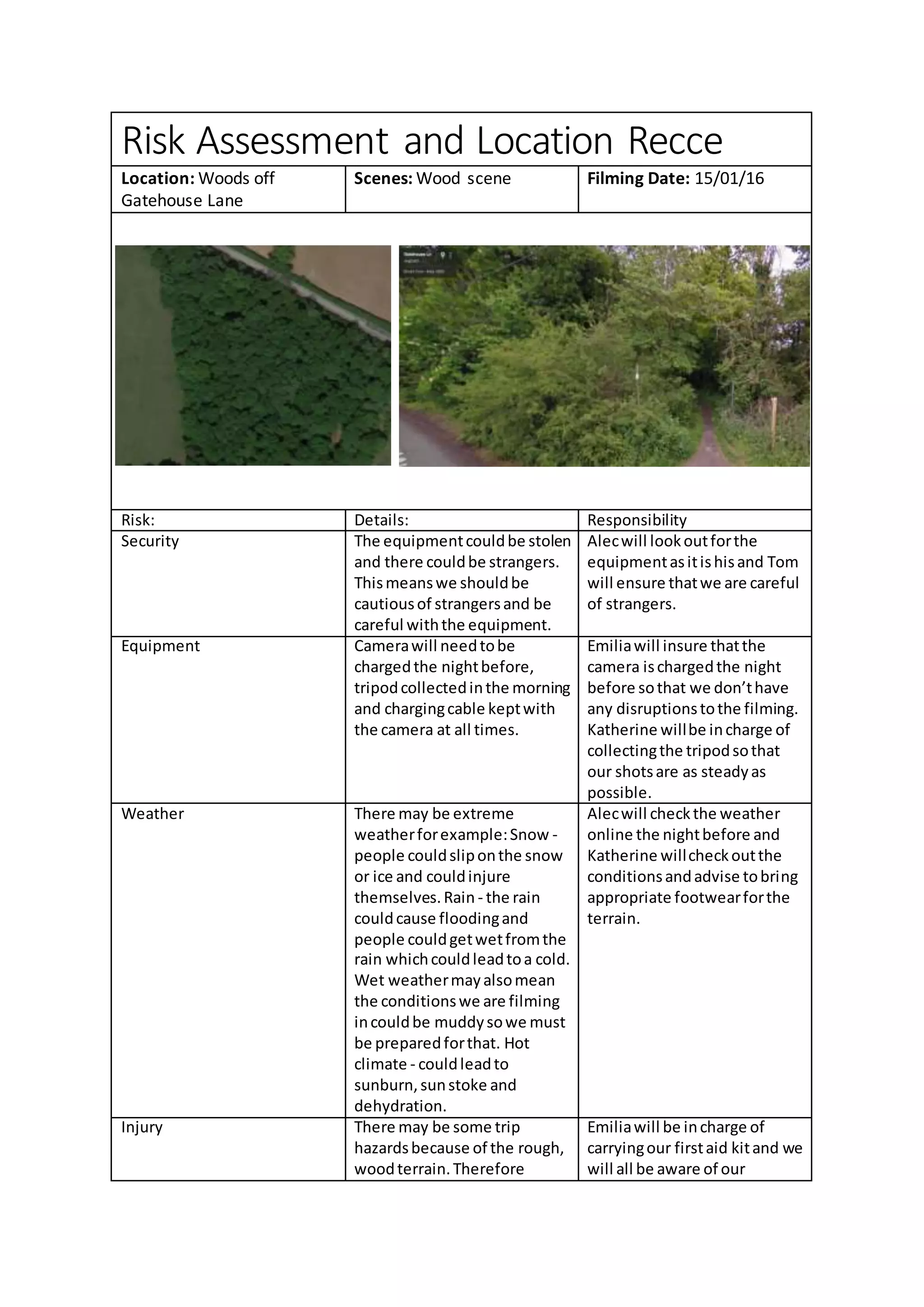 Risk assessment and Location Recce | PDF