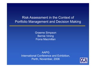 Risk assessment and portfolio management | PDF