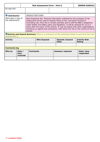 Risk assessment - Draft 1! | DOC