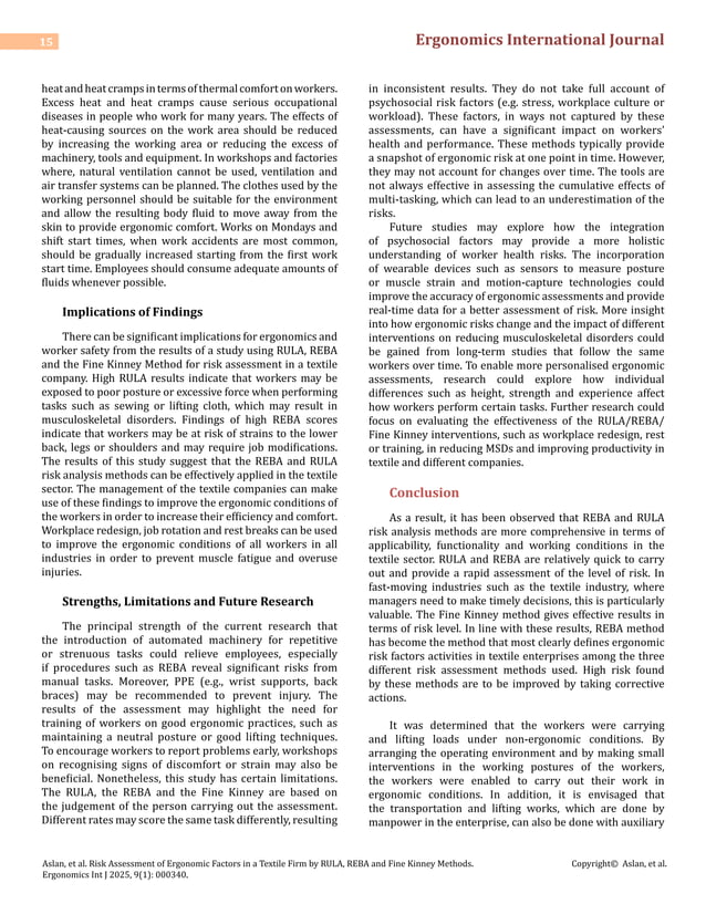 Risk Assessment of Ergonomic Factors in a Textile Firm by RULA, REBA ...