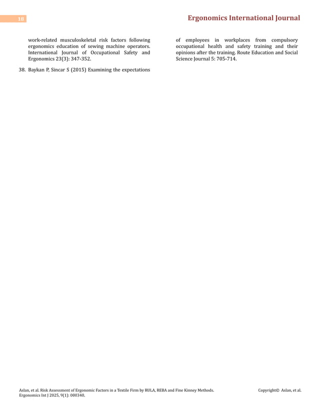 Risk Assessment of Ergonomic Factors in a Textile Firm by RULA, REBA ...