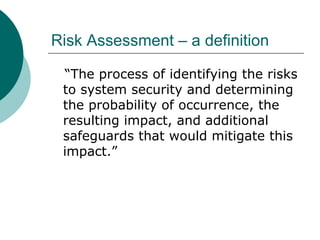 Risk Assessment Process NIST 800-30 | PPT