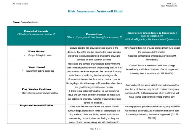 Risk Assessment: Netteswell Pond