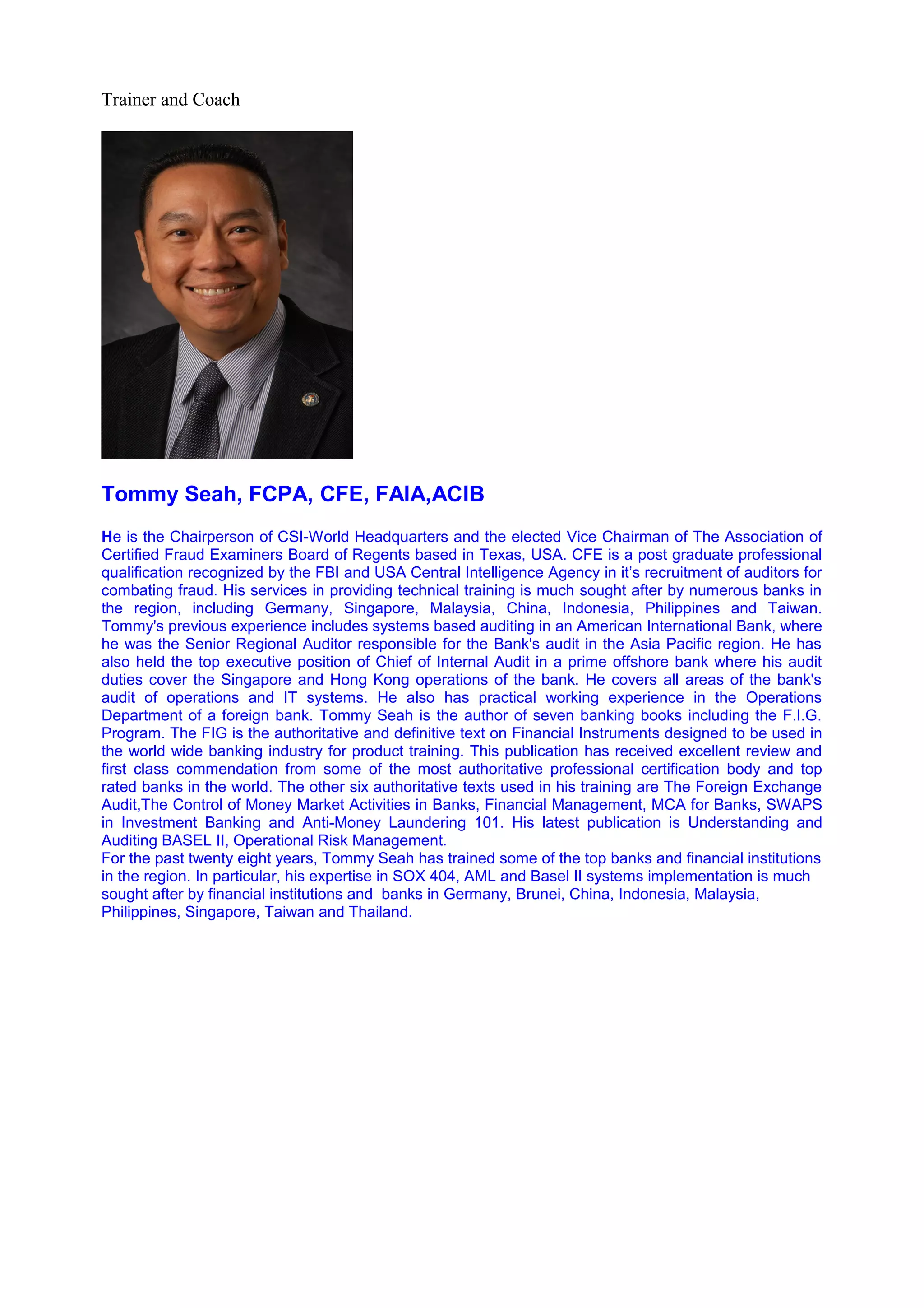 Risk Based Audit Training by TOMMY SEAH | DOC