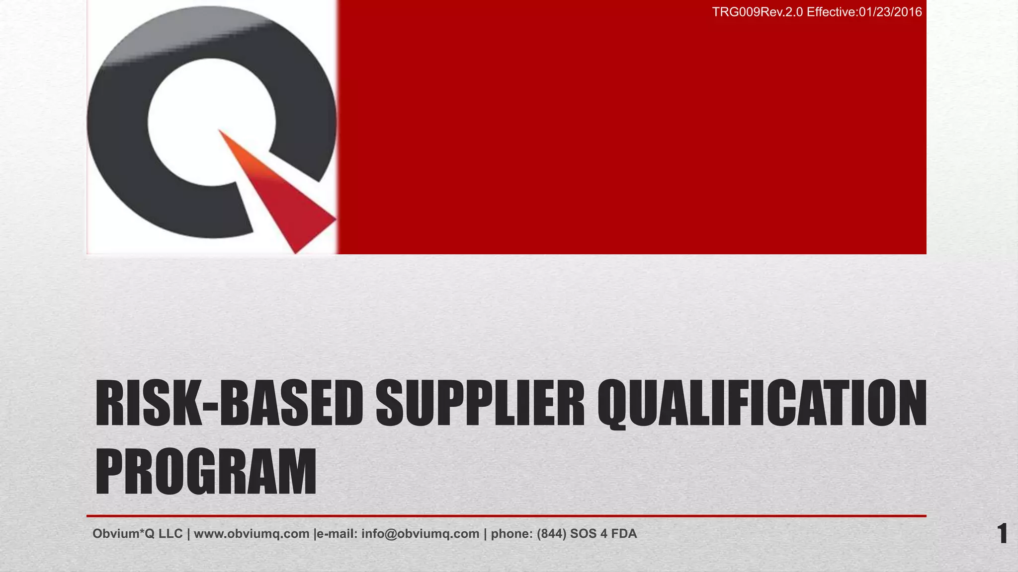 Risk based supplier qualification program | PPT