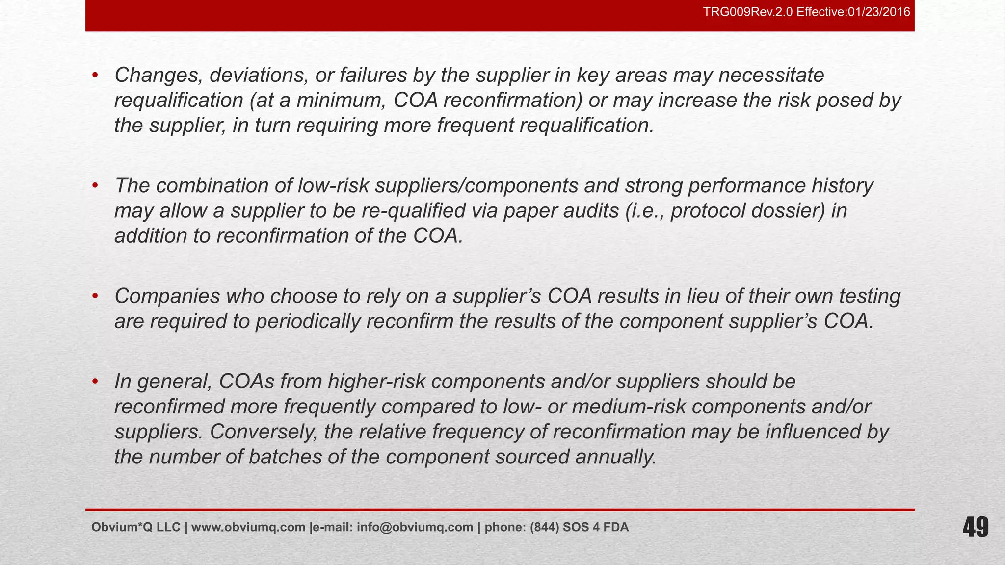 Risk based supplier qualification program | PPT