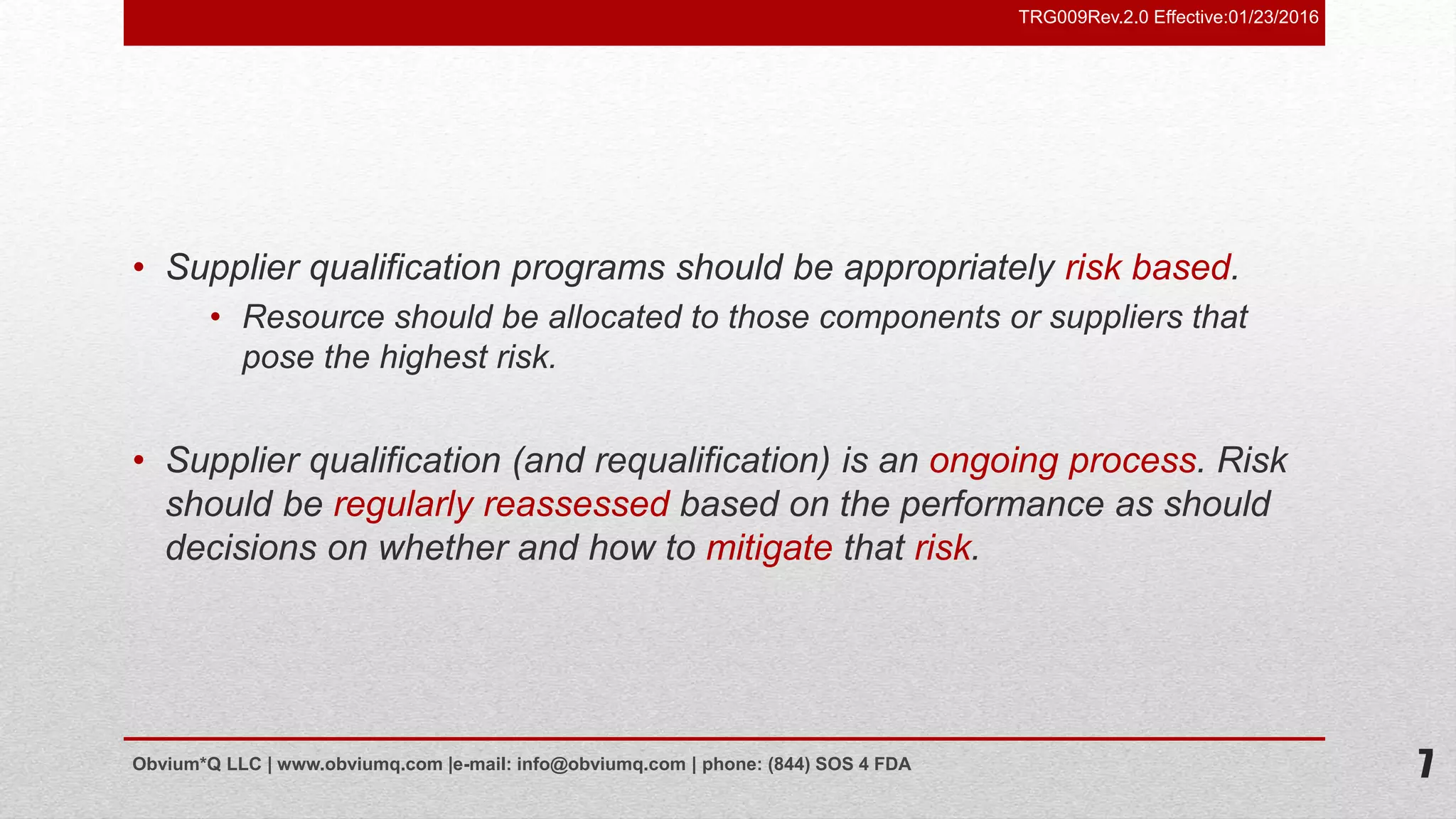 Risk based supplier qualification program | PPT