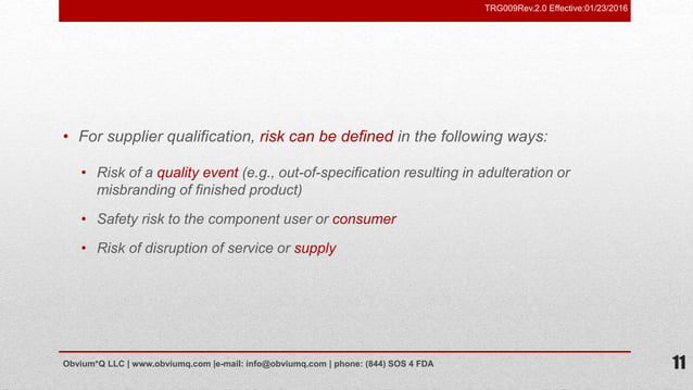 Risk based supplier qualification program | PPT