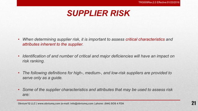 Risk based supplier qualification program | PPT