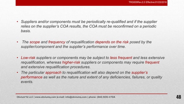 Risk based supplier qualification program | PPT