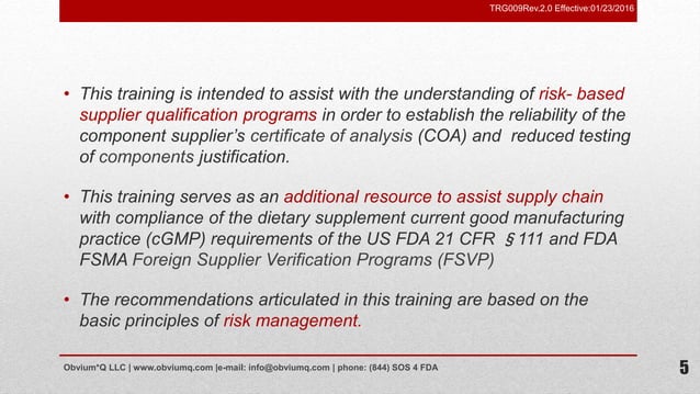 Risk based supplier qualification program | PPT