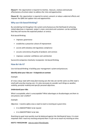 Risk based thinking in iso 90012015 | DOCX