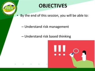 Risk based thinking ppt mal | PPTX