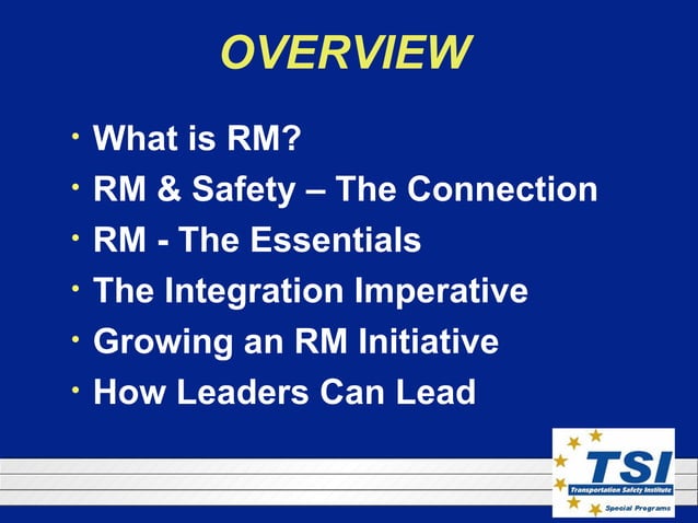 Risk Management as a Safety Program Tool | PPT