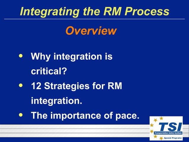 Risk Management as a Safety Program Tool | PPT