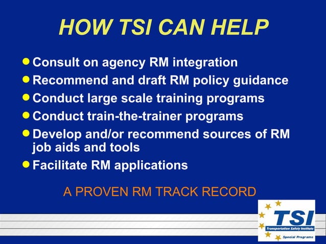Risk Management as a Safety Program Tool | PPT