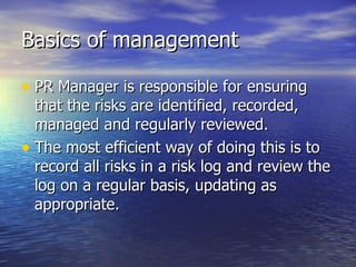Risk Management for Online PR | PPT