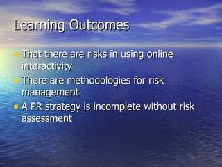 Risk Management for Online PR | PPT
