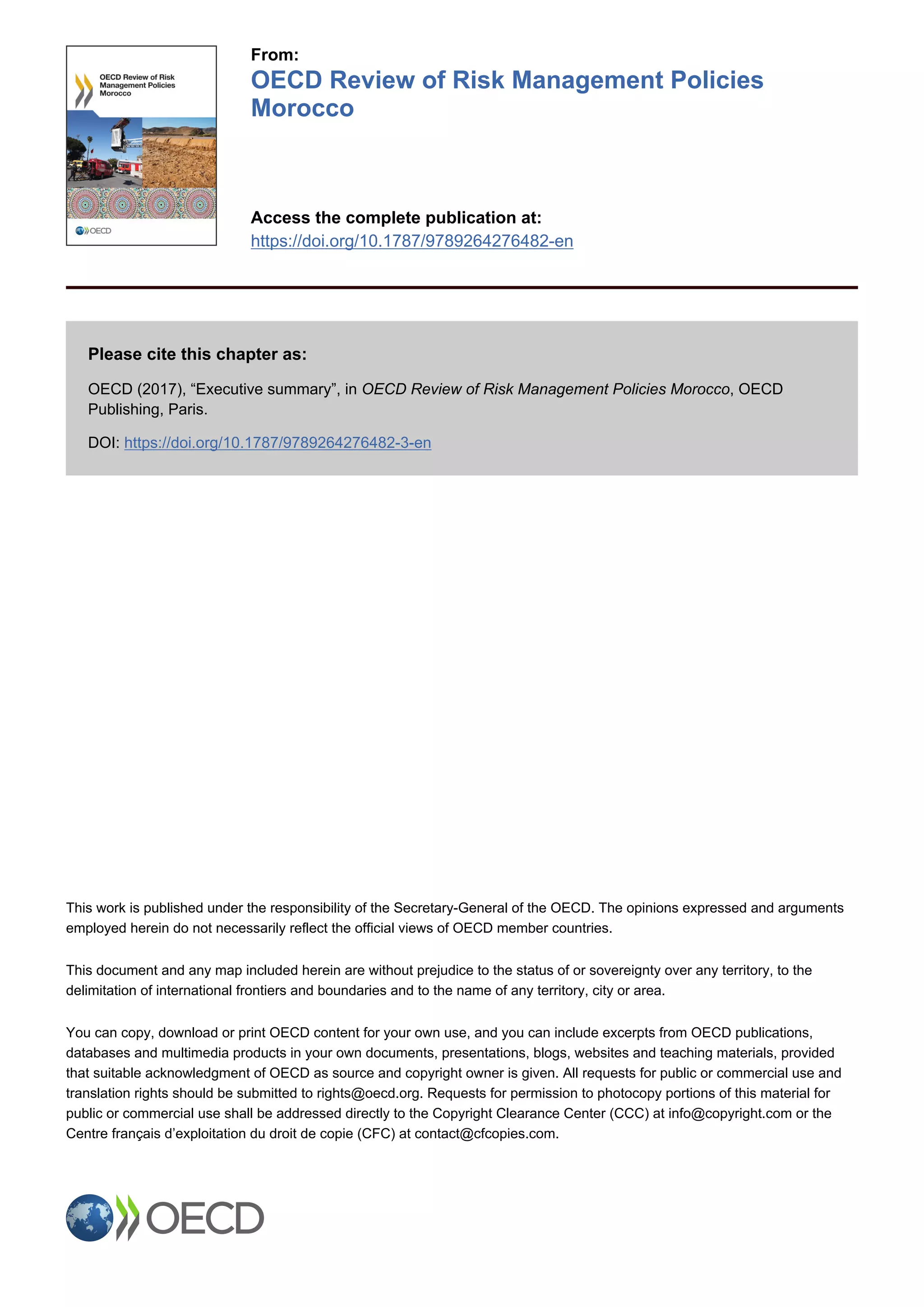 OECD Review of Risk Management Policies in Morocco | PDF | Political ...
