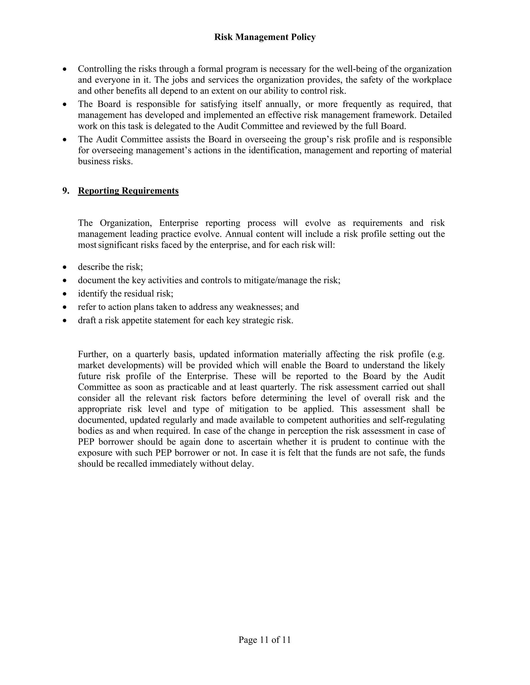 DMI Finance - Risk management policy | PDF