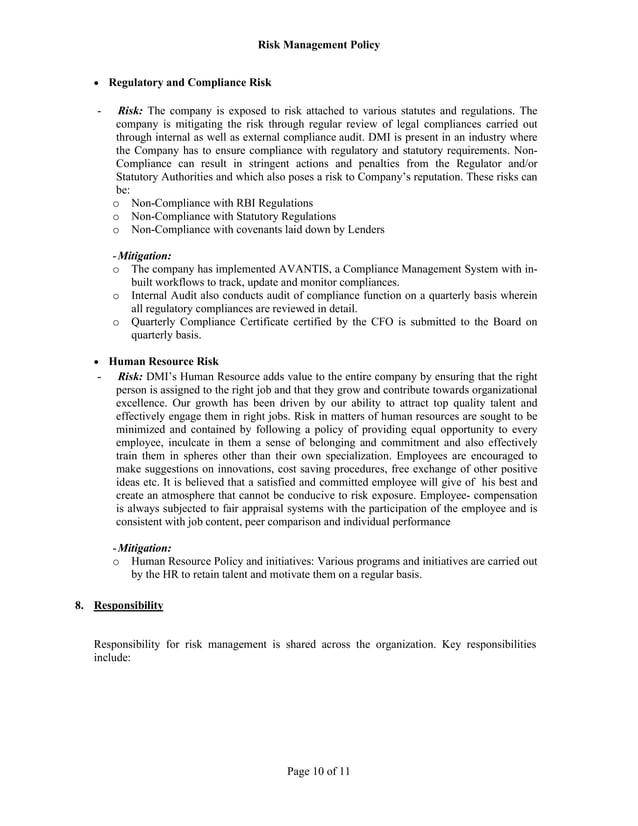 DMI Finance - Risk management policy | PDF | Business Accounting ...