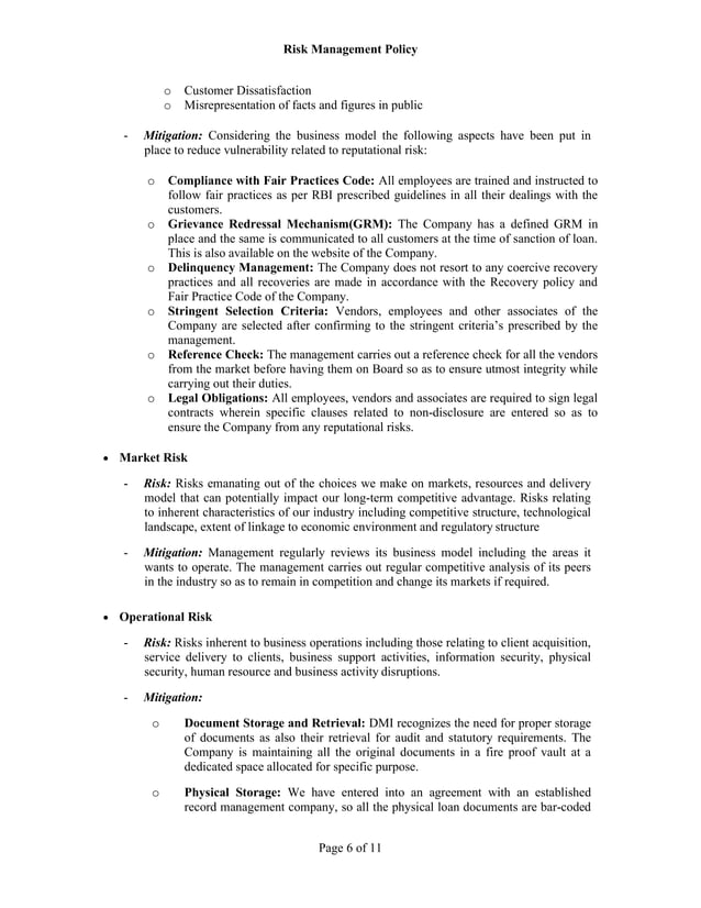 DMI Finance - Risk management policy | PDF | Business Accounting ...