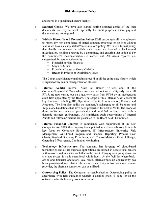 DMI Finance - Risk management policy | PDF | Business Accounting ...