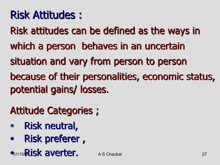 Risk Management Sir A. S. Chaubal