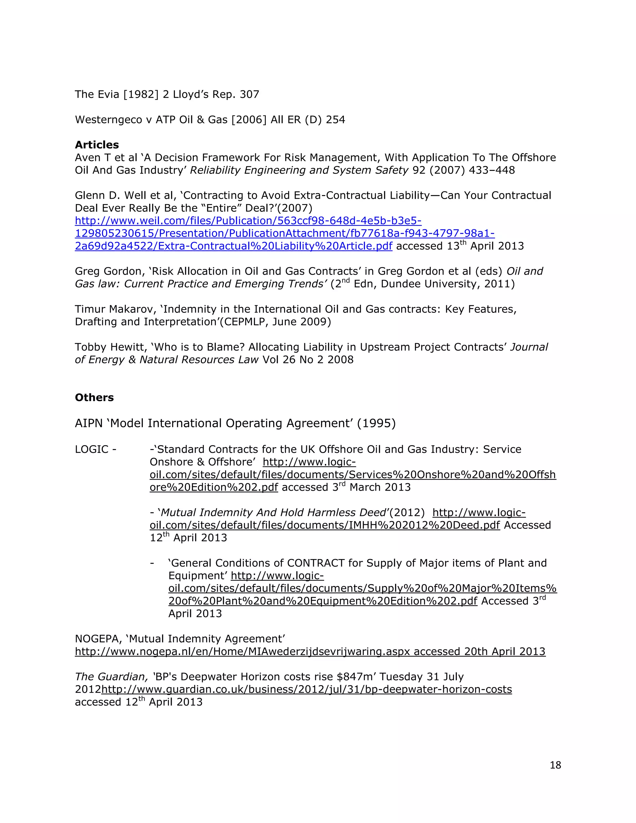 Risk allocation in oil and gas contracts | DOCX