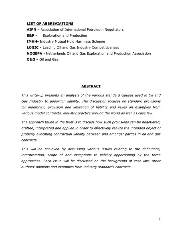 Risk allocation in oil and gas contracts | DOCX