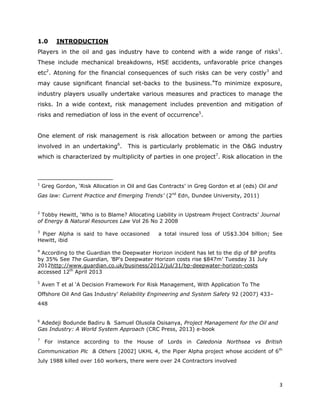 Risk allocation in oil and gas contracts | DOCX