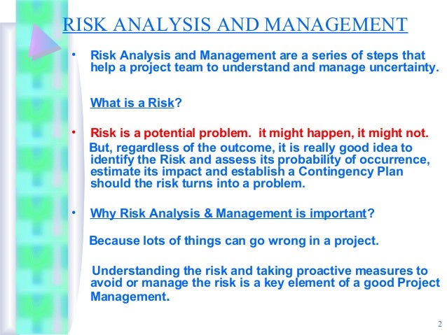 Risk analysis and management