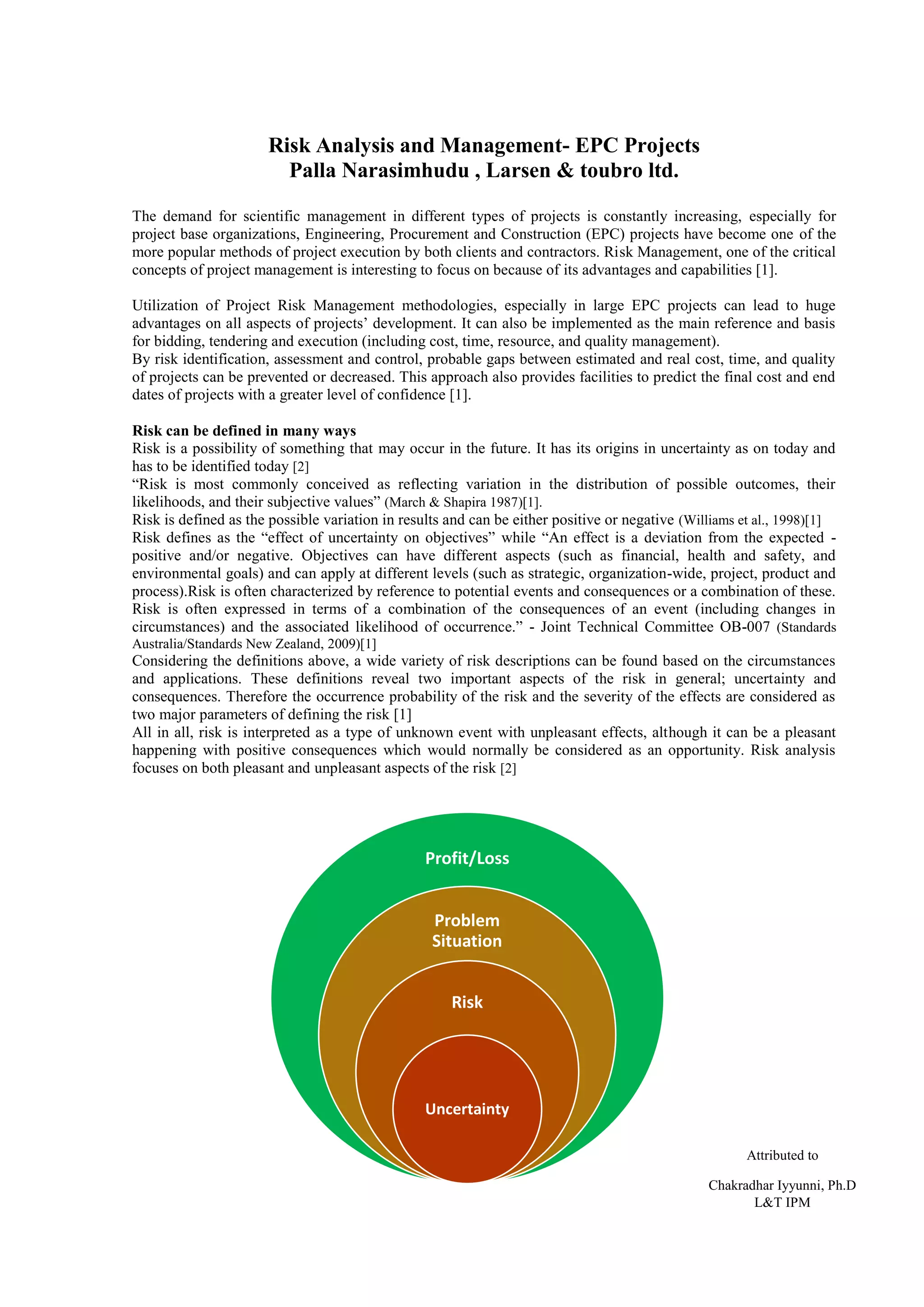 Risk analysis and managements large epc projects | PDF