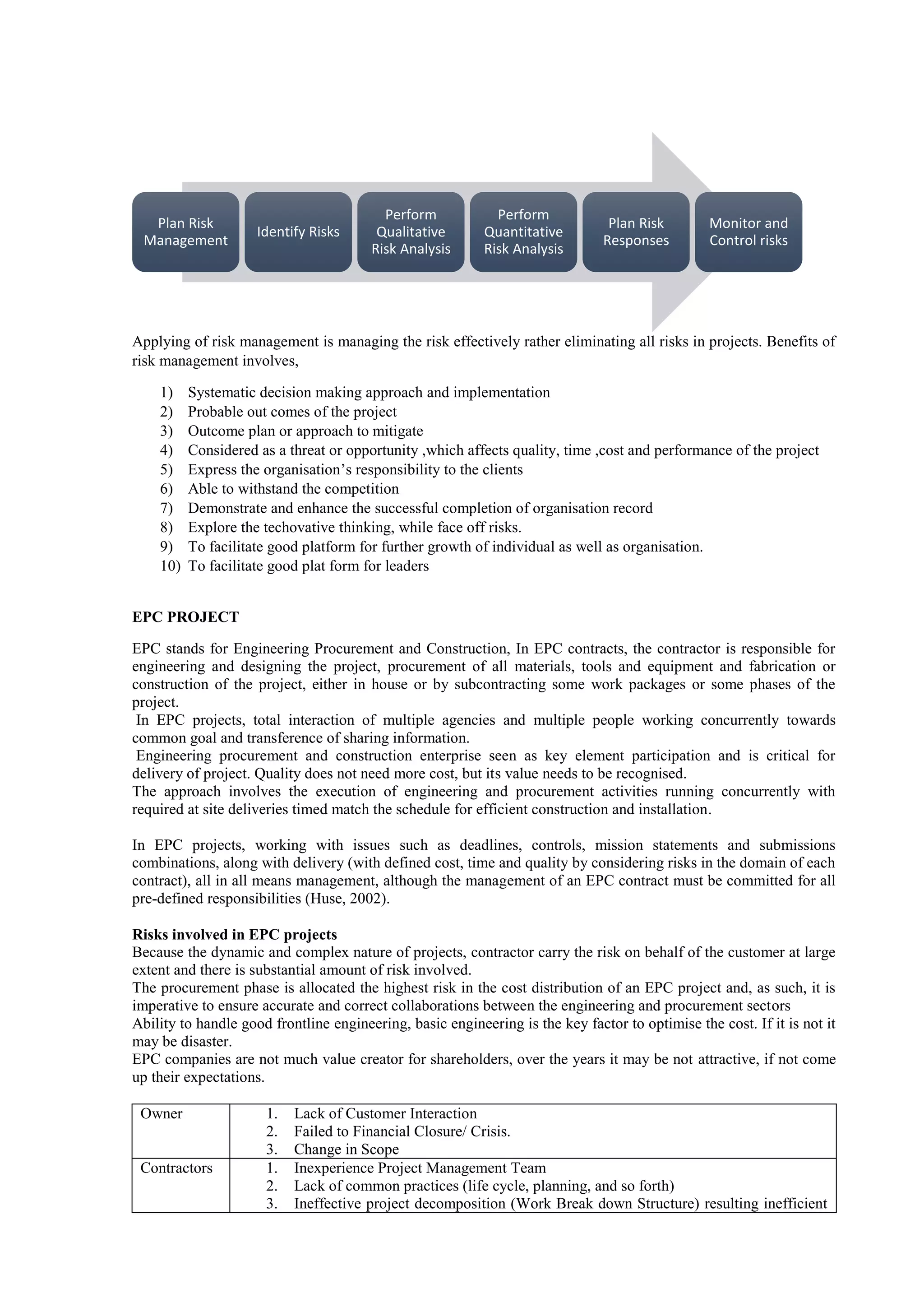 Risk analysis and managements large epc projects | PDF