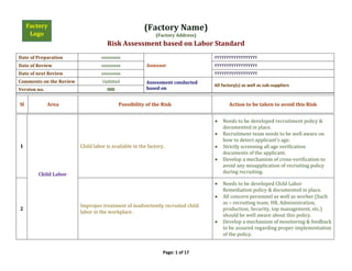 Risk Assessment based on Labor Standard | PDF