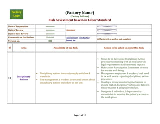 Risk Assessment based on Labor Standard | PDF