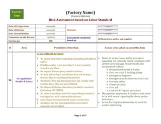 Risk Assessment based on Labor Standard | PDF
