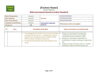 Risk Assessment based on Labor Standard | PDF