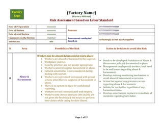 Risk Assessment based on Labor Standard | PDF