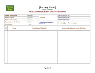 Risk Assessment based on Labor Standard | PDF