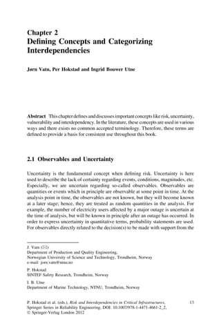 Risk and interdependencies in critical infrastructures | PDF