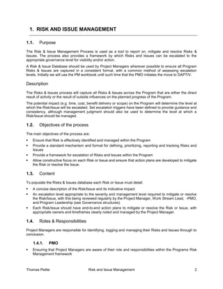 Risk and issue management | PDF | Business | Business and Finance