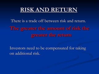 Risk and return | PPT